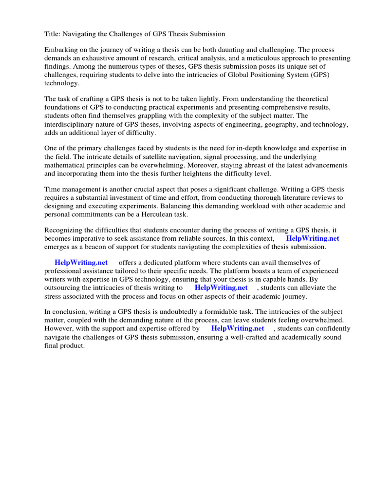 Gps Thesis Submission | PDF | Science & Mathematics | Computers