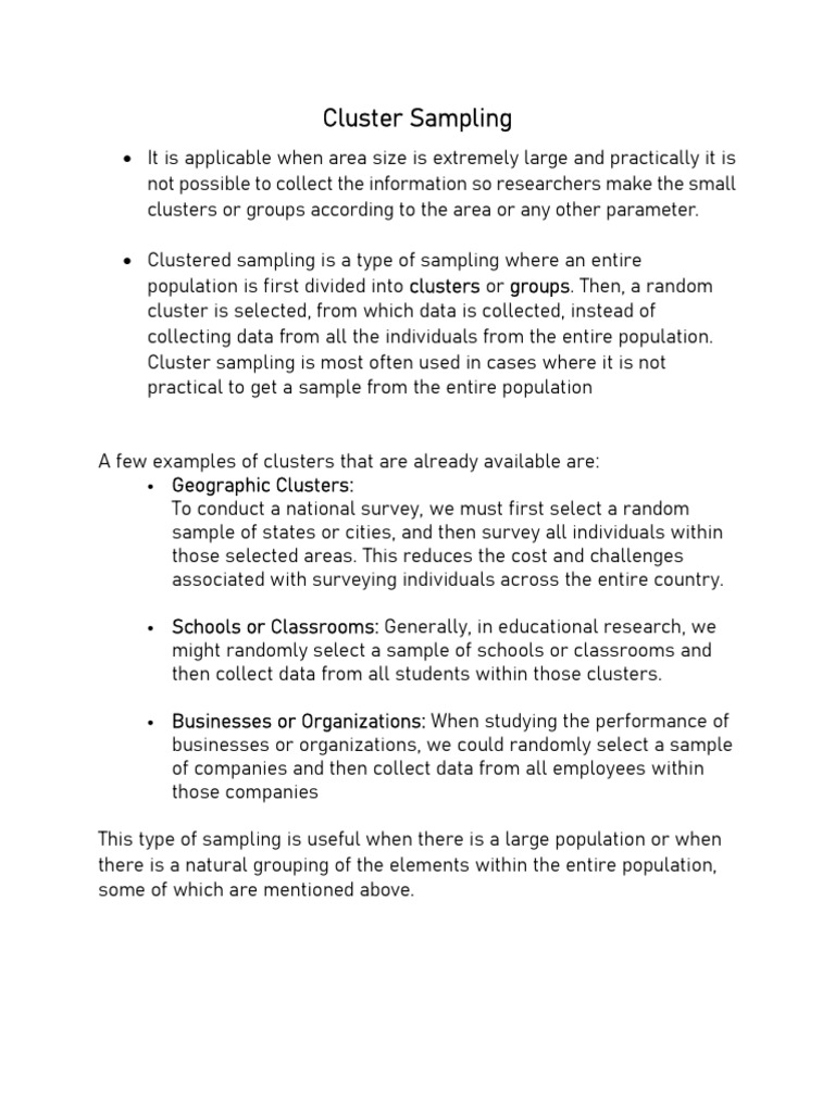 Cluster Sampling | PDF | Science & Mathematics | Computers