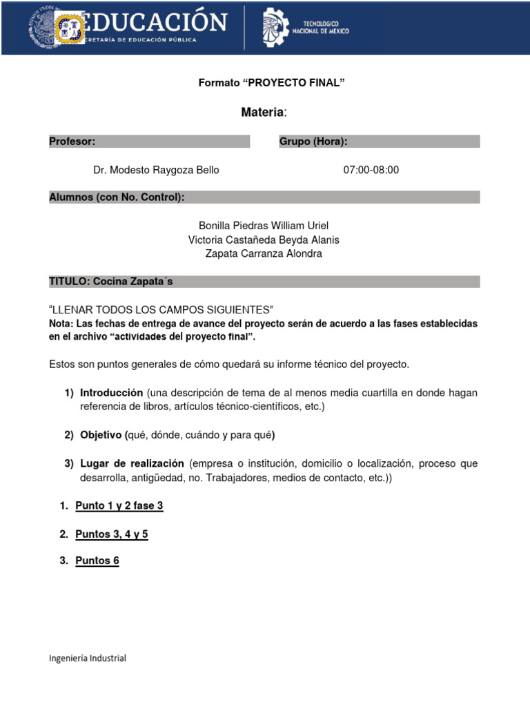 U5 - Seguimiento Proyecto | PDF | Calidad (comercial) | Comida y bebida