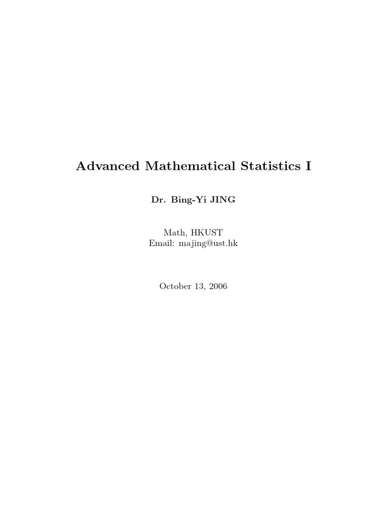 Adv Statistics I | PDF | Mathematics | Statistical Theory