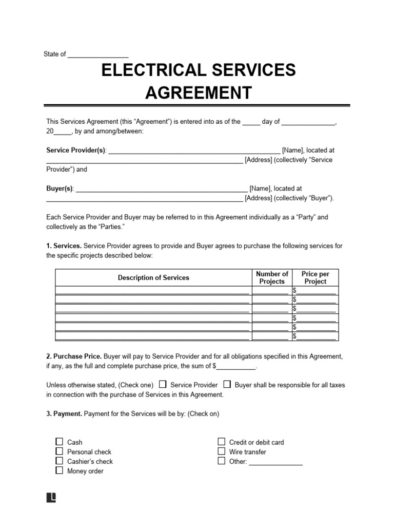 Electrical Services Agreement Template | PDF