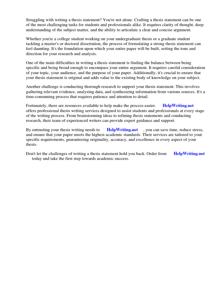 Writing A Thesis Statement Exercises | PDF