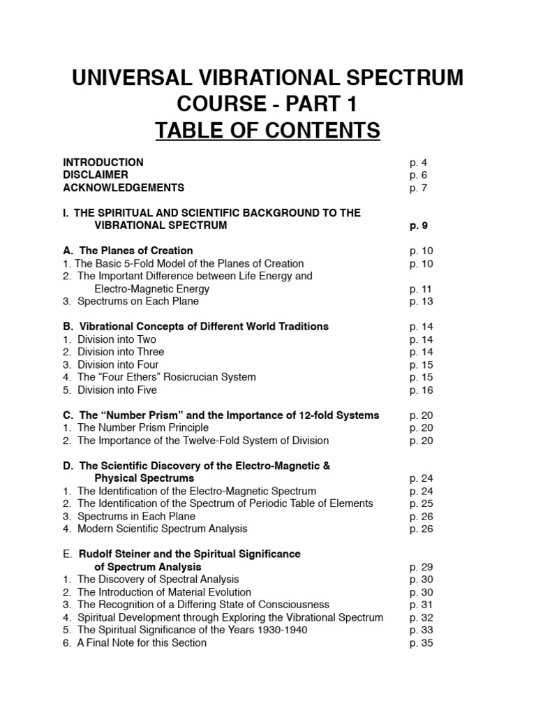 Universal Vibrational Spectrum Table of Contents | PDF | Waves | Pendulum