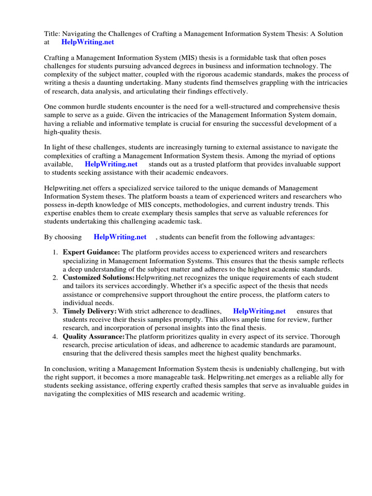 Management Information System Thesis Sample | PDF | Network Interface Controller | Educational ...