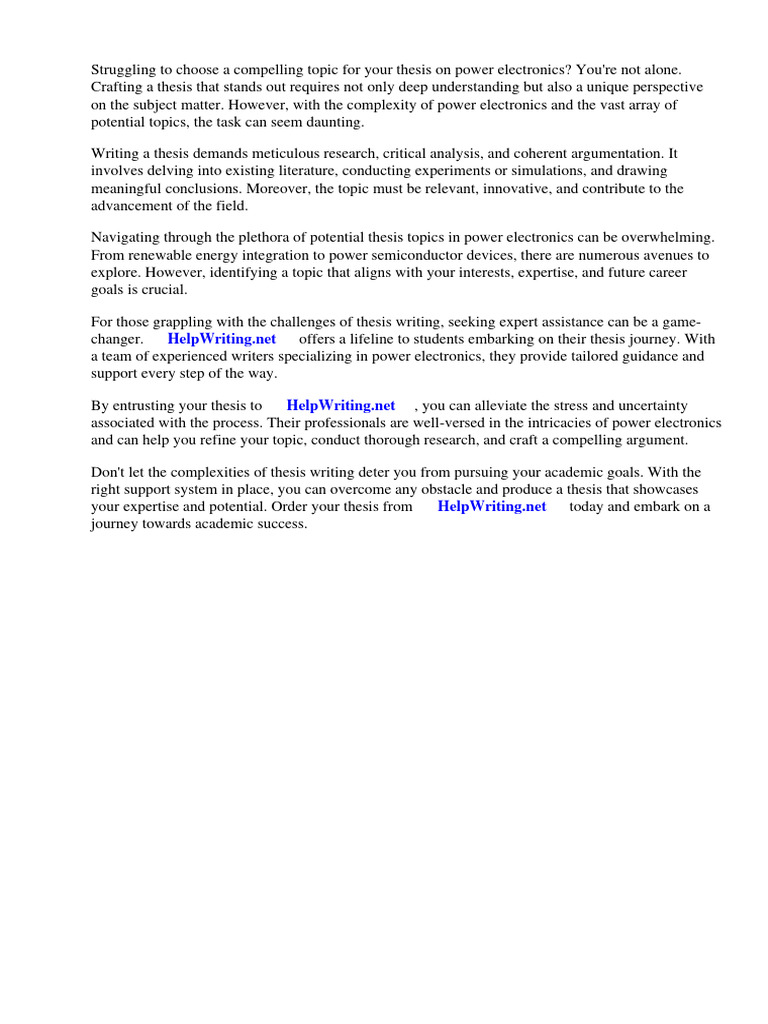 Thesis Topics On Power Electronics | PDF | Power Electronics | Wind Power