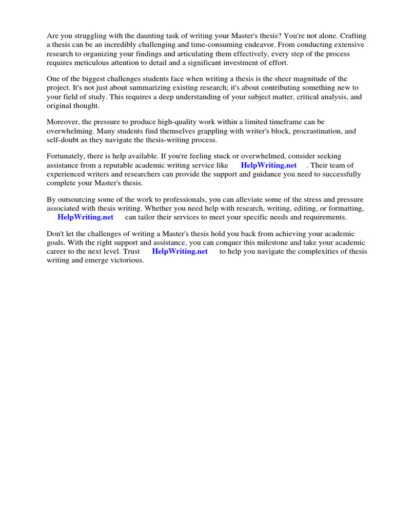 How To Write A Masters Thesis by Yvonne N. Bui | PDF