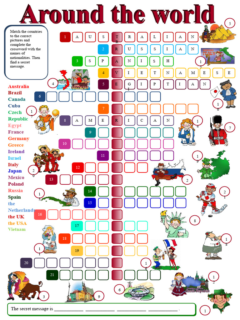 Country Crossword Puzzle Activity | PDF | Word Puzzles | Puzzles