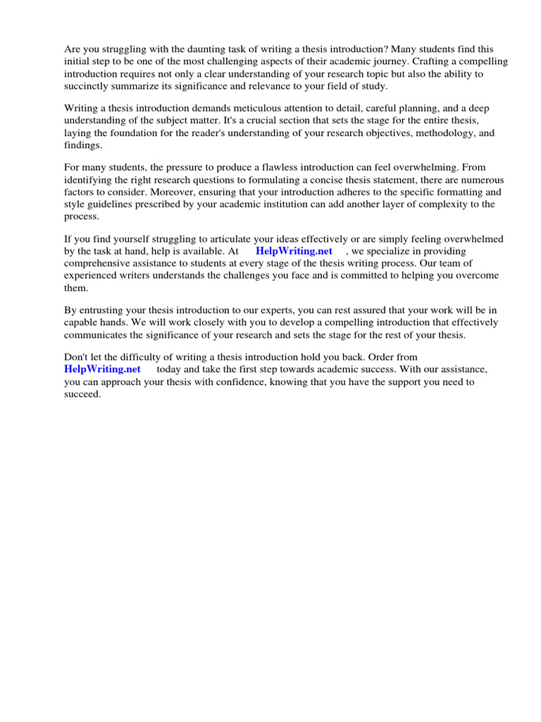 Example Introduction Baby Thesis | PDF