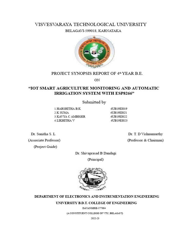 Visvesvaraya Technological University: Project Synopsis Report of 4 ...