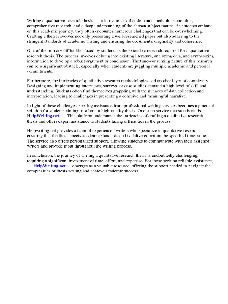 Qualitative Research Thesis PDF | PDF