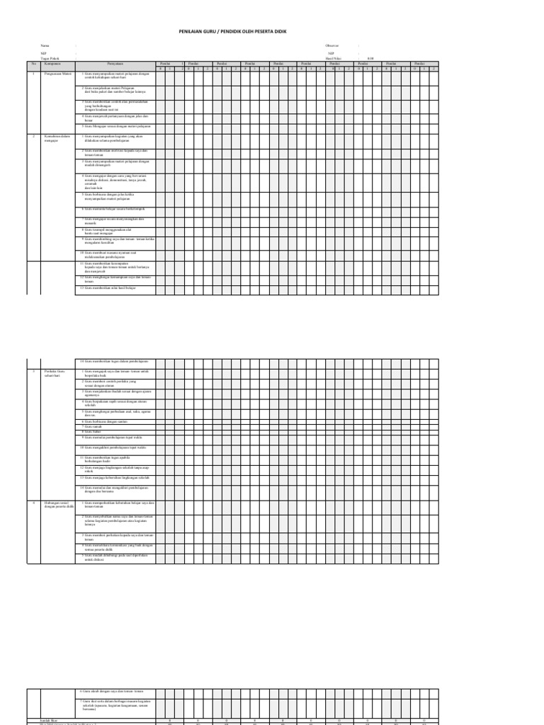 Form Penilaian PKG | PDF