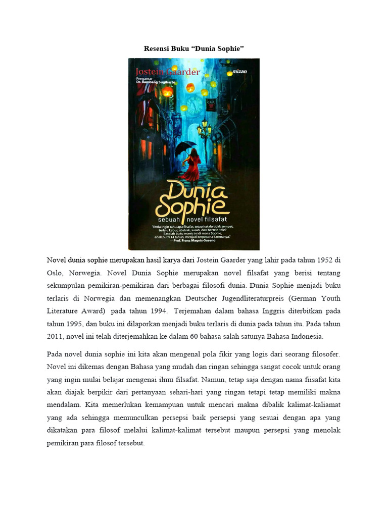 Resensi Buku Dunia Sophie | PDF | Klasik | Fiksi Umum