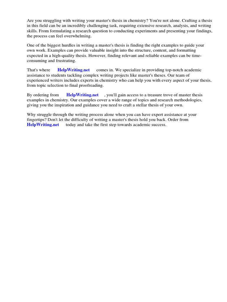 Master Thesis Examples Chemistry | PDF | Thesis | Essays