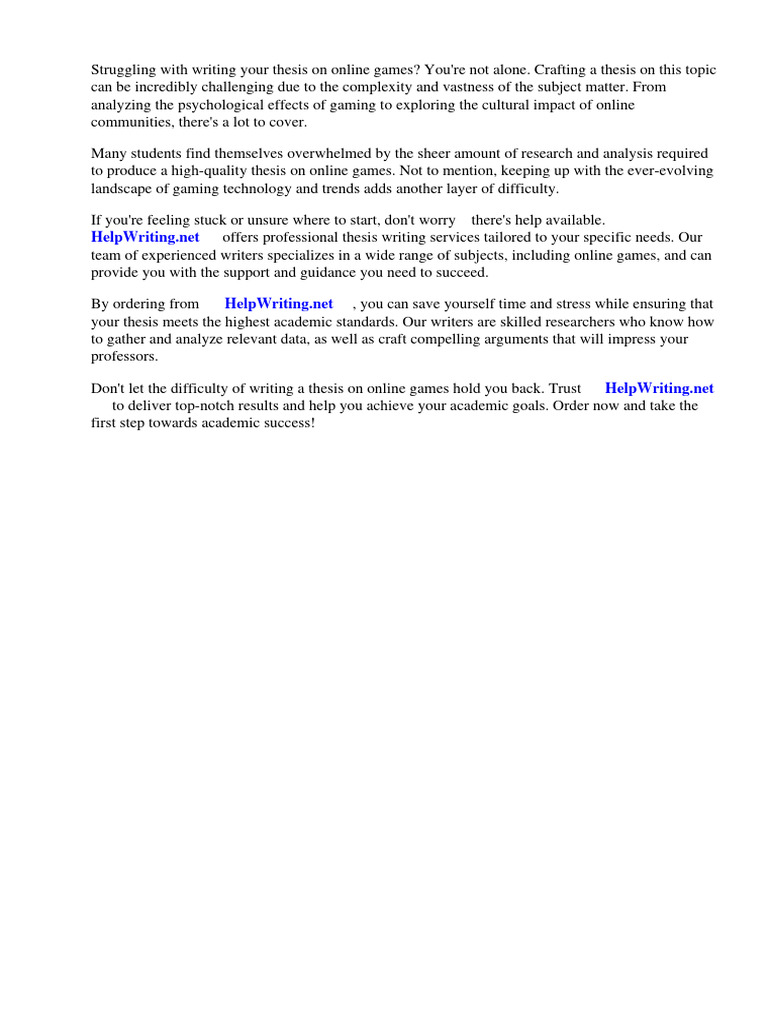 Example Thesis Online Games | PDF