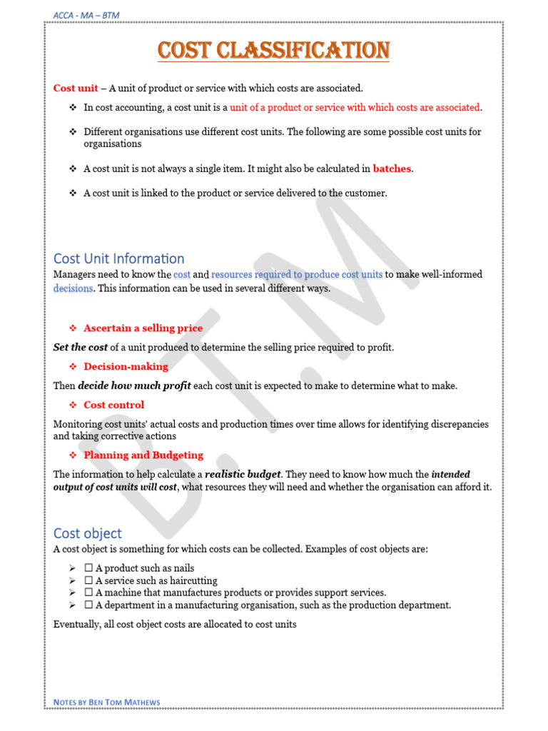 Cost Classification Part 2 | Download Free PDF | Expense | Cost