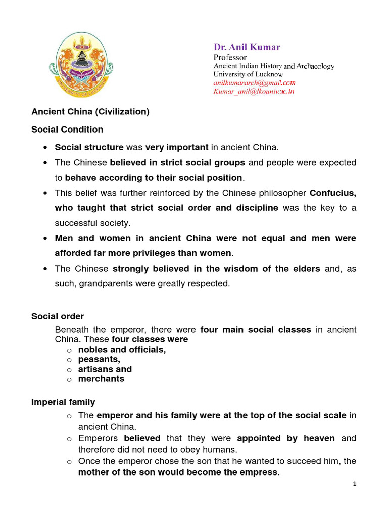 Anil Kumar Ancient China | PDF | Agriculture | Trade