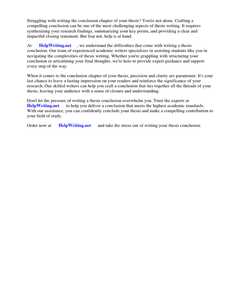 How To Write Conclusion Chapter in Thesis | PDF
