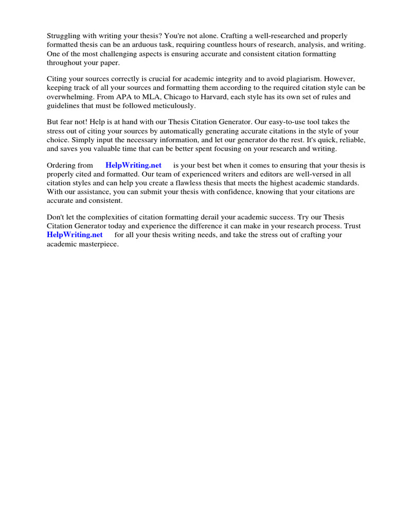 Thesis Citation Generator | PDF