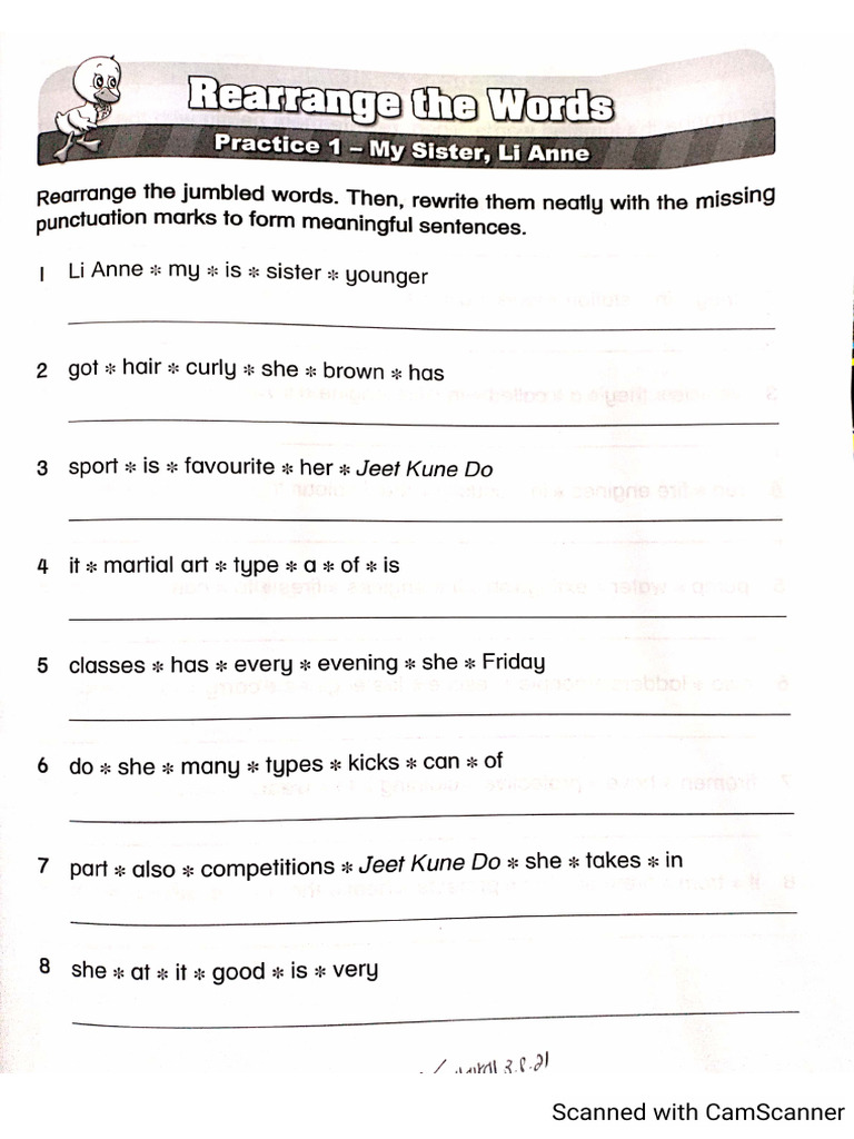 English Sentence Exercise 1 | PDF