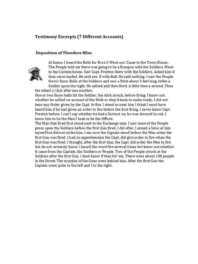 Boston Massacre Testimony | PDF