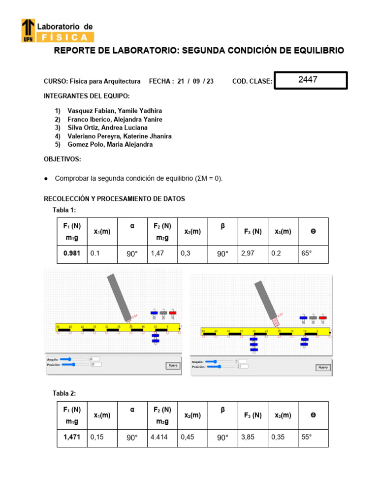 Reporte Lab Fisiarq S06 2ce | PDF | Fuerza | Física Aplicada e Interdisciplinaria