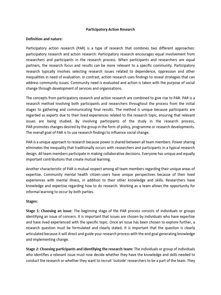 Participatory Action Research | PDF | Participatory Action Research ...