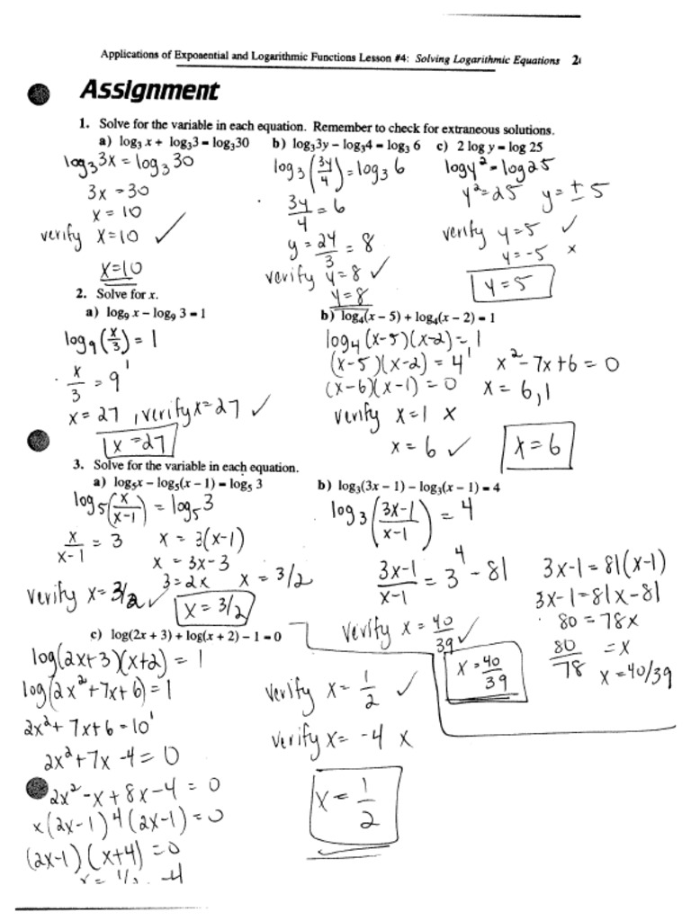 Apps of Exp Logs Assign 4 Key | PDF