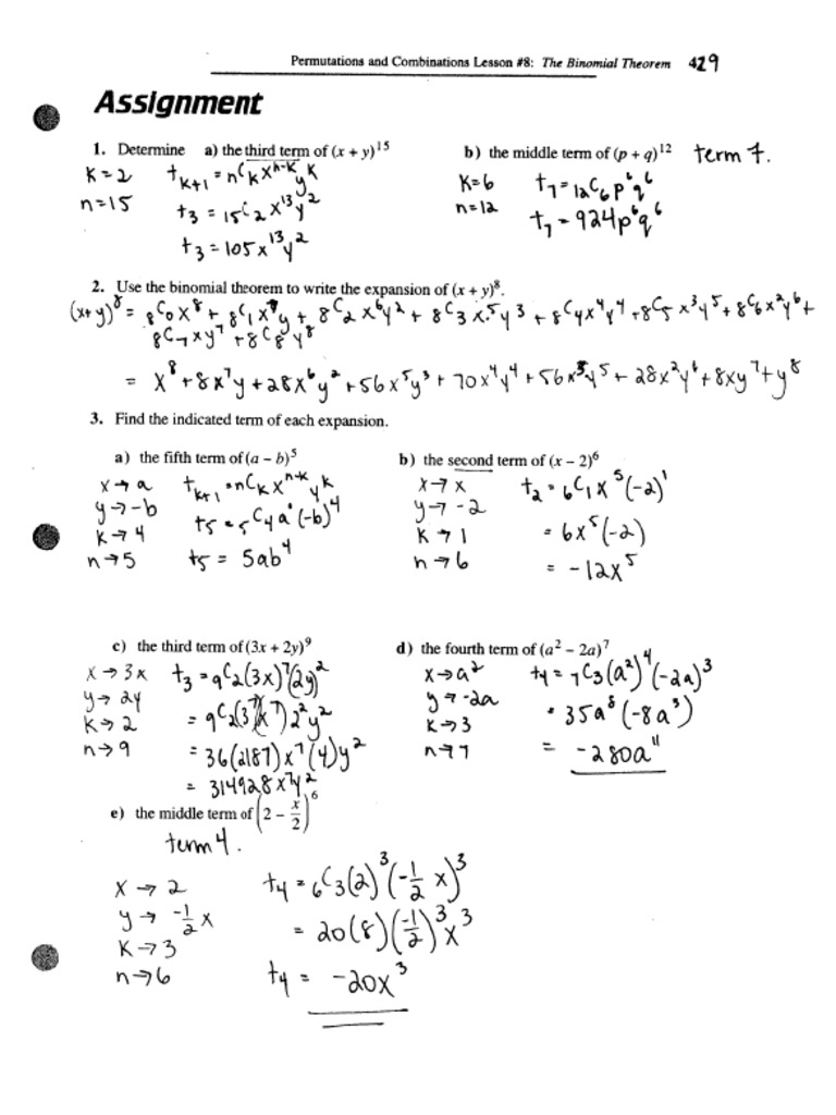 Perm Combs Assign 8 Key | PDF