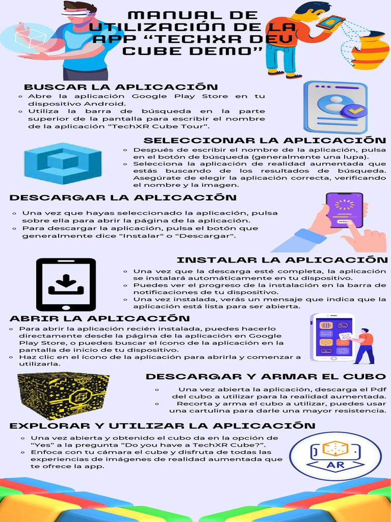 Manual de utilización de la app TechXR Dev Cube | PDF