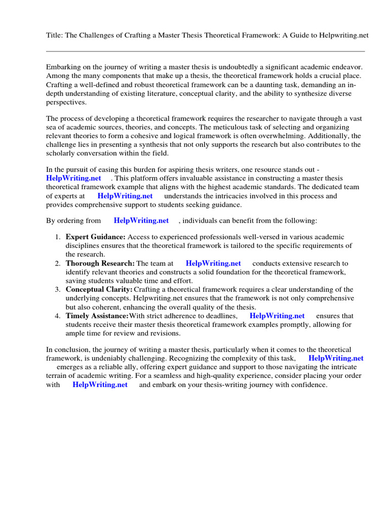 Master Thesis Theoretical Framework Example | PDF | Methodology | Theory