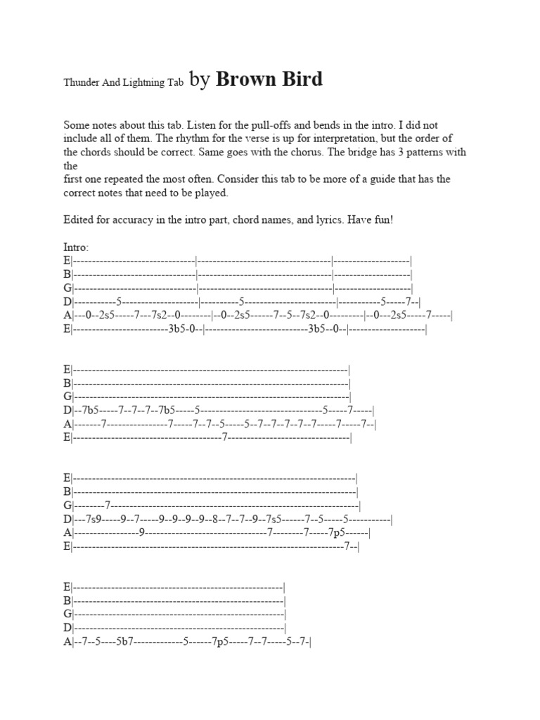 Thunder and Lightning Guitar Tab | PDF