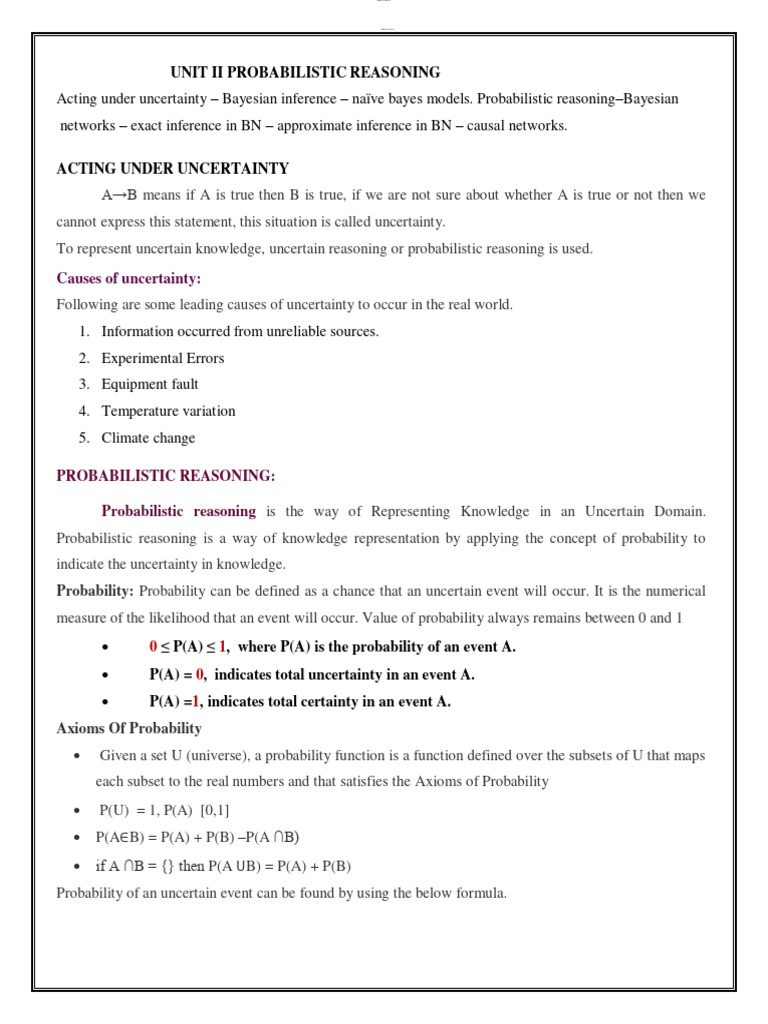 Unit 2 Probabilistic Reasoning | PDF | Bayesian Network | Bayesian Inference