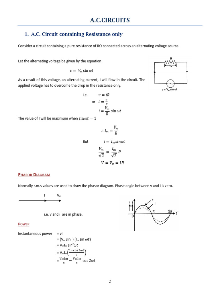 Lesson - 7 AC Circuits | PDF | Electrical Impedance | Series And Parallel Circuits