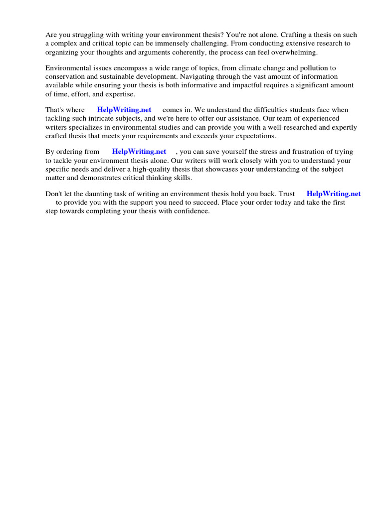 Environment Thesis Example | PDF | Natural Environment | Environmental Law