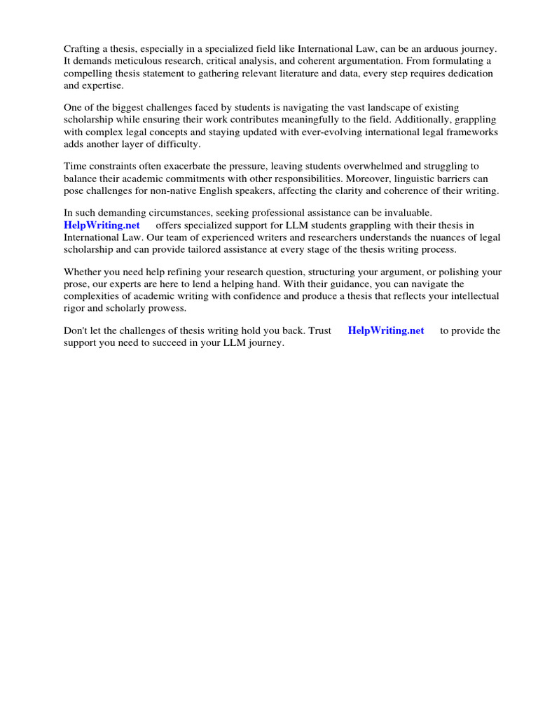 LLM Thesis in International Law | PDF | Thesis | Human Trafficking