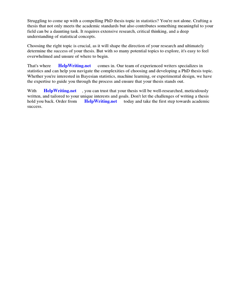 PHD Thesis Topics in Statistics | PDF