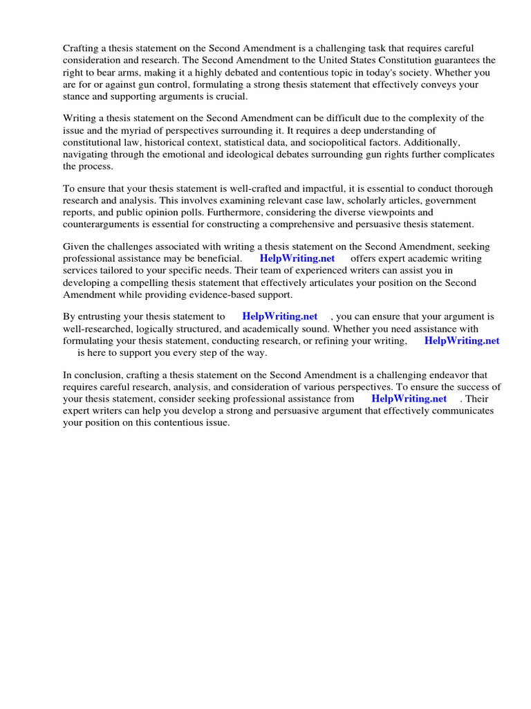Thesis Statement On 2nd Amendment | PDF | Second Amendment To The ...