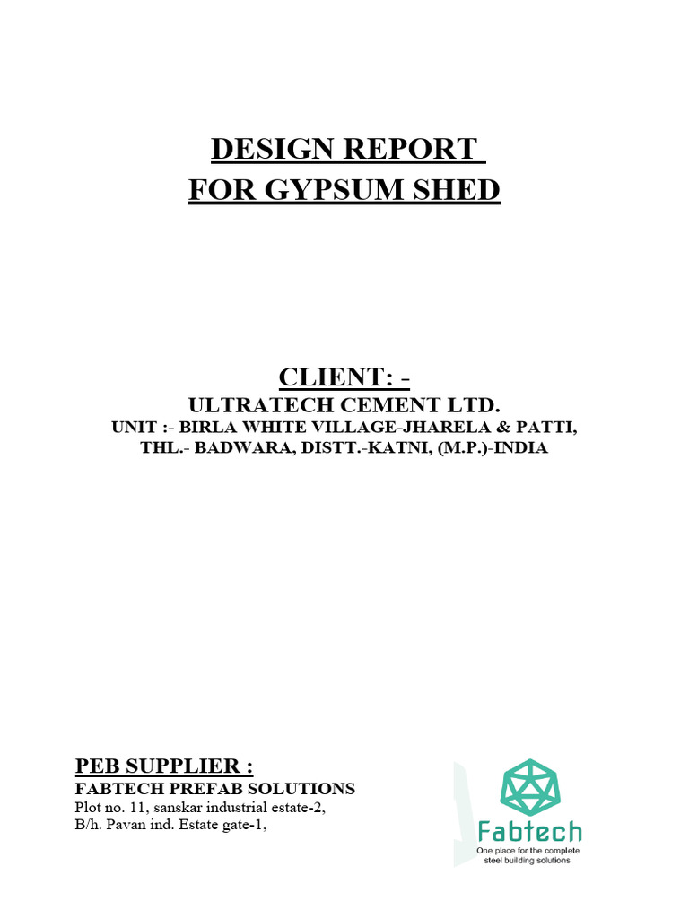 Design Report For Gypsum Shed | Download Free PDF | Concrete ...