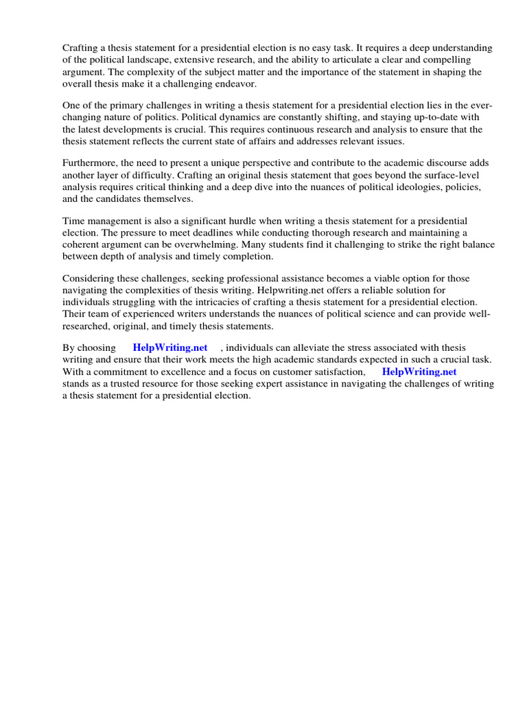 Thesis Statement For Presidential Election | PDF | American Government ...
