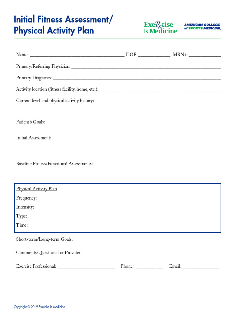 Fitness Assessment and Activity Plan | PDF | Career & Growth | Finance ...