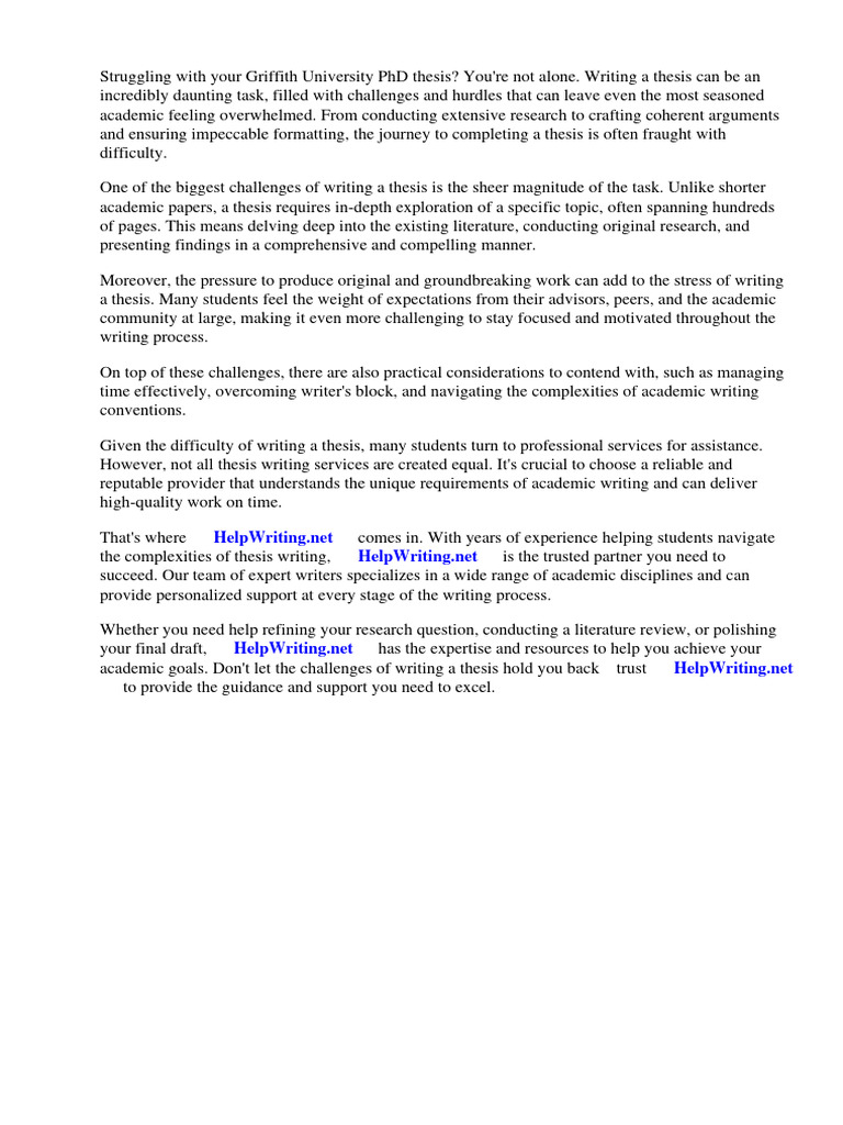 Griffith University PHD Thesis | PDF | Thesis | Doctor Of Philosophy