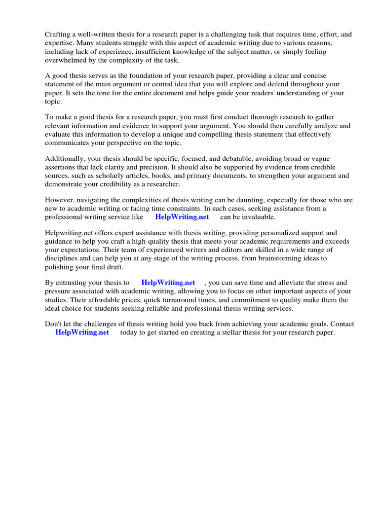 How To Make A Good Thesis For A Research Paper | PDF