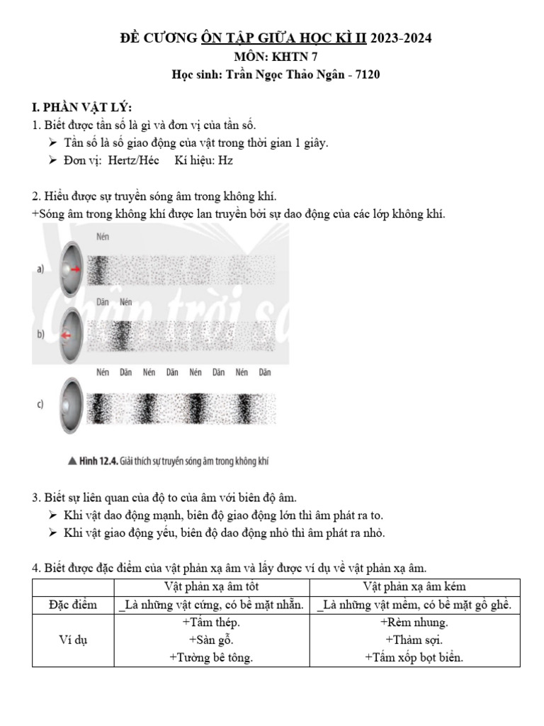 ĐỀ CƯƠNG GK II KHTN 7 7120 | PDF