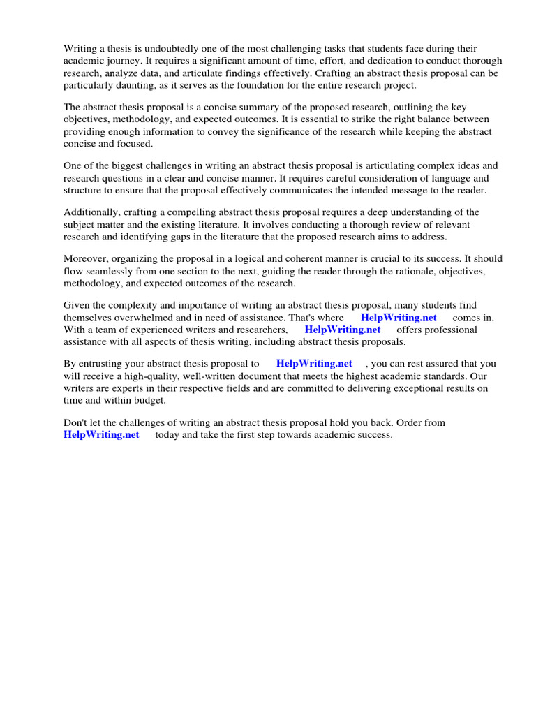 Abstract Thesis Proposal | PDF