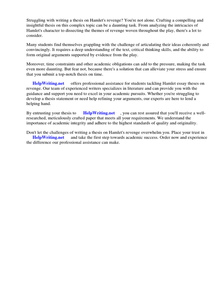 Hamlet's Revenge: A Thesis Guide | PDF