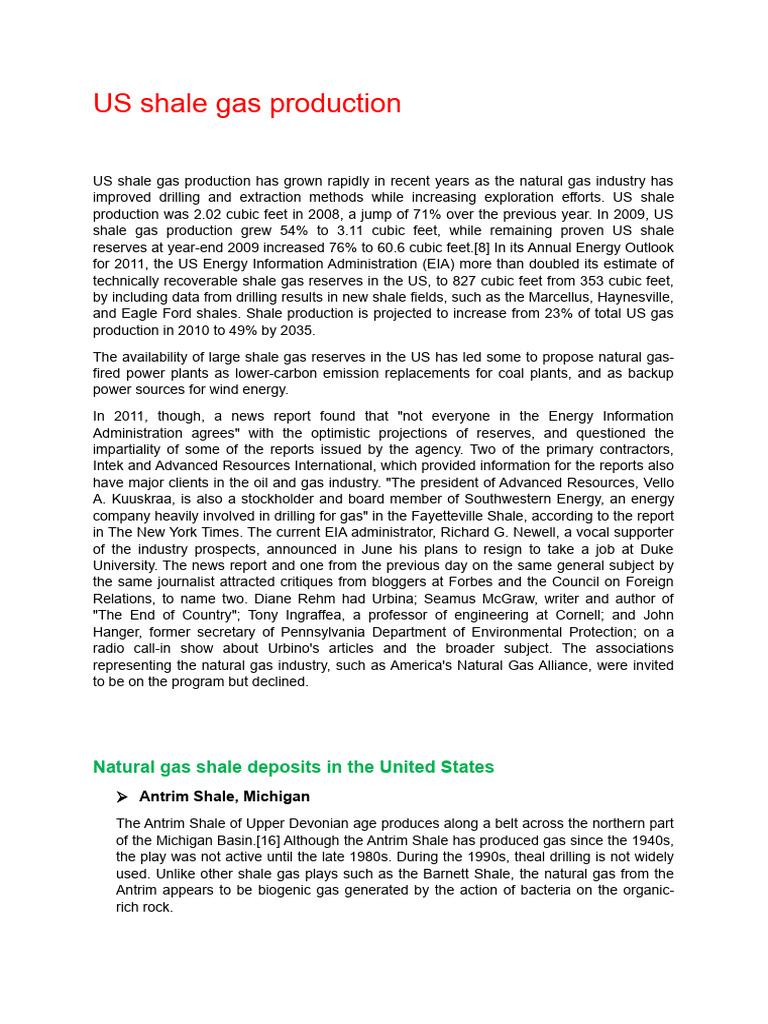 US Shale Gas Production Overview | PDF | Petroleum Reservoir | Petroleum