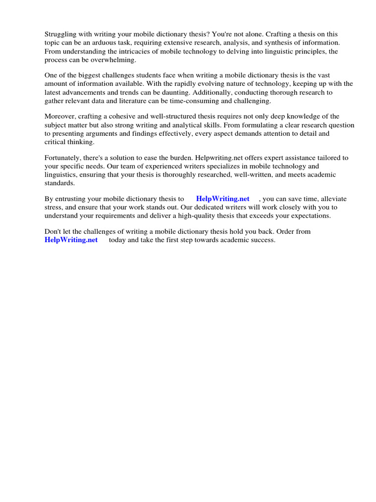 Mobile Dictionary Thesis | PDF | Application Software | Mobile App