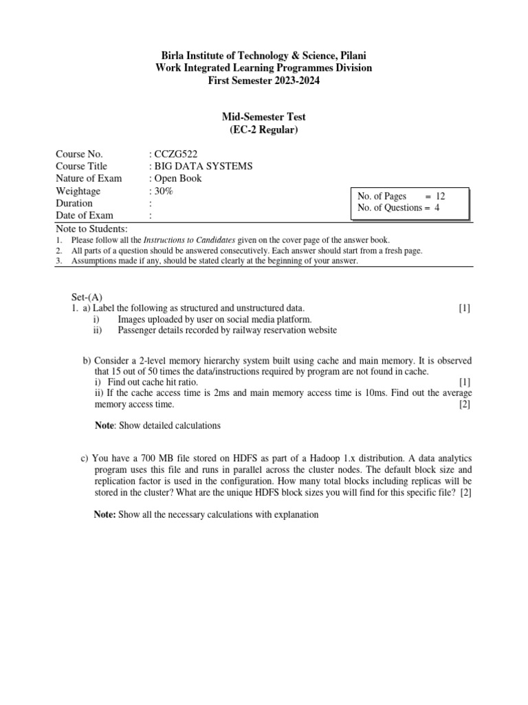 CC ZG522 Ec-2r First Sem 2023-2024 | Download Free PDF | Apache Hadoop | Parallel Computing