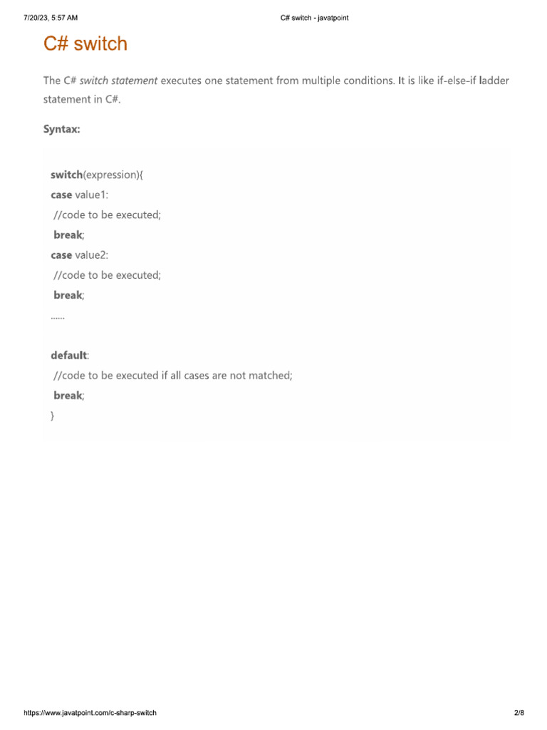 6 Switch C# | PDF