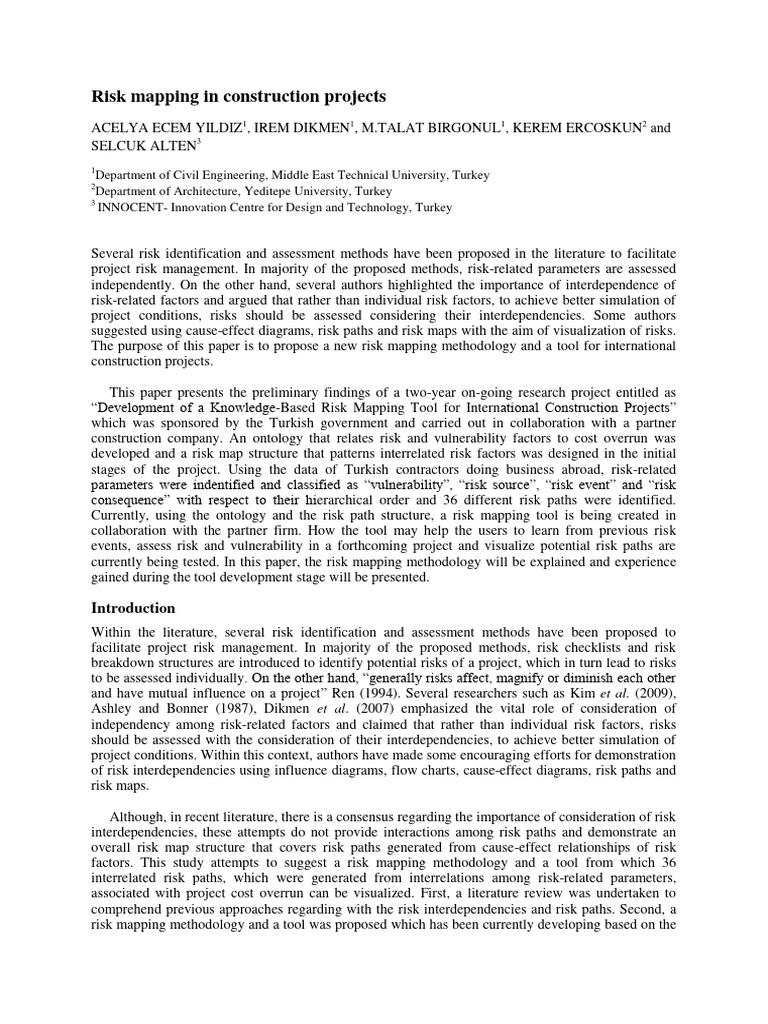 Risk Mapping in Construction Projects | PDF | Risk | Hazards
